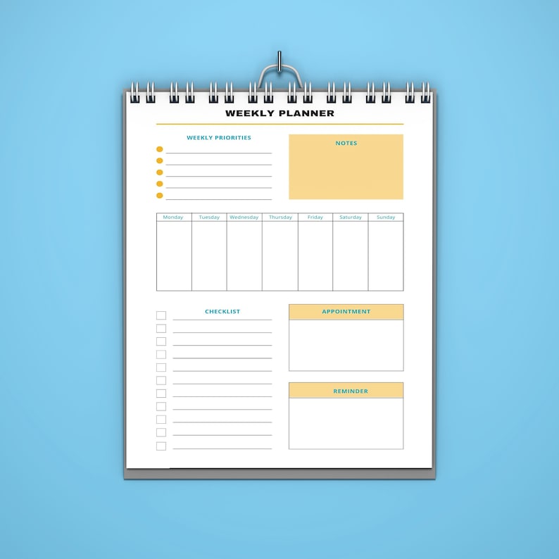 Weekly Planner Printable Editable CANVA Planner Template - Etsy