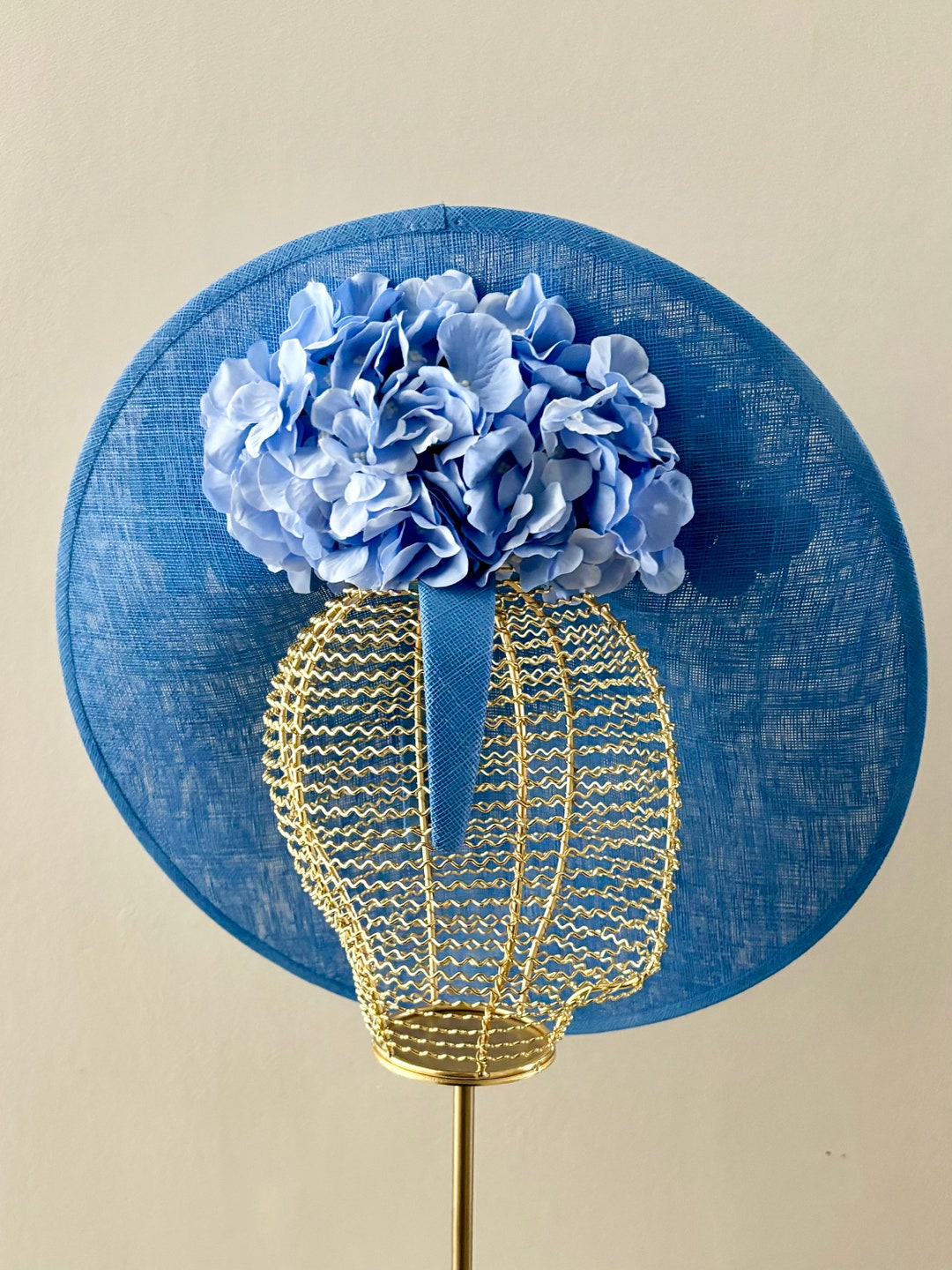 XL Statement Cornflower Powder Blue Cartwheel Side Hat Fascinator ...