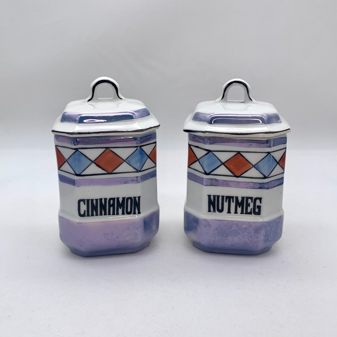 White Block Vintage Spice Containers - Etsy