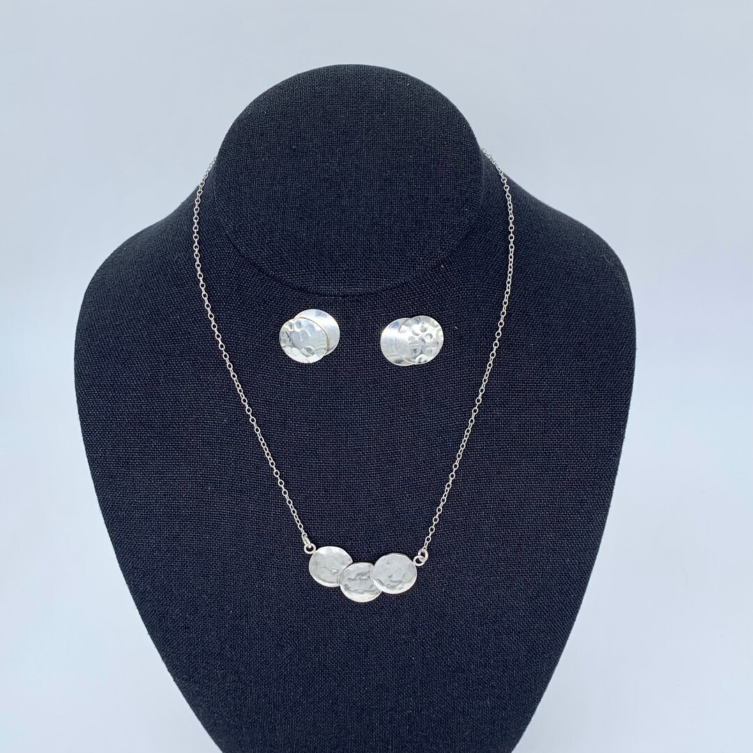 Sterling Silver Disk Necklace and Danecraft Sterling Circle Earrings - Etsy
