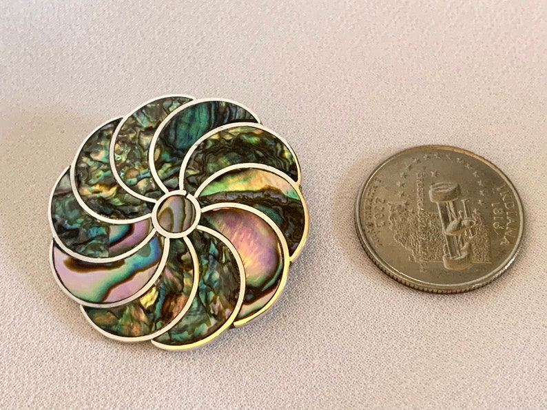 Mexican Sterling Silver Abalone Flower Brooch or Pendant - Etsy
