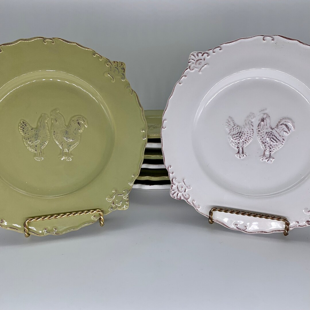Sweet Olive Designs Embossed Rooster Collection Salad/luncheon Plates ...