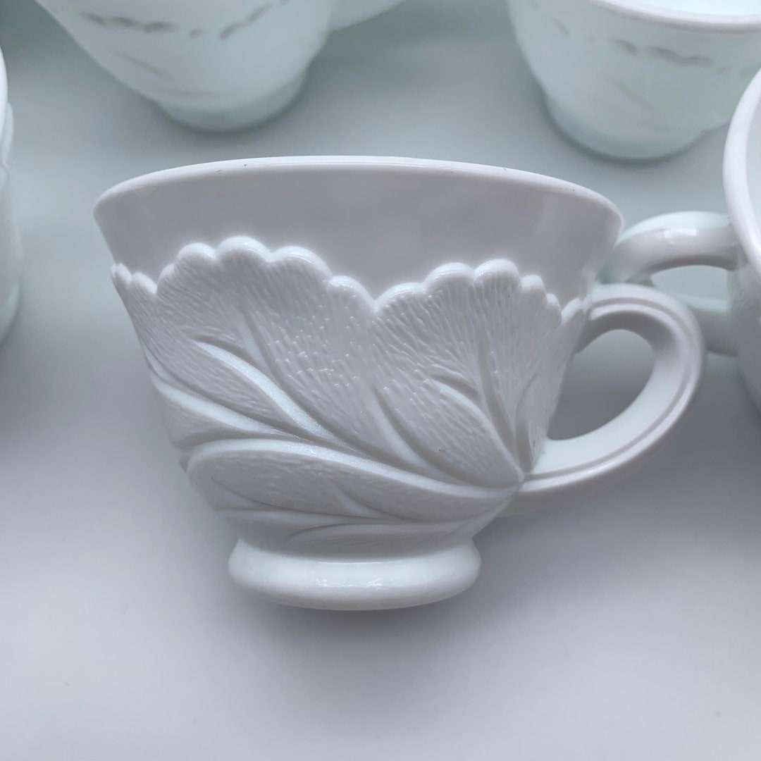 Milk Glass Pebble Leaf Punch Cups Set of 4 - Etsy
