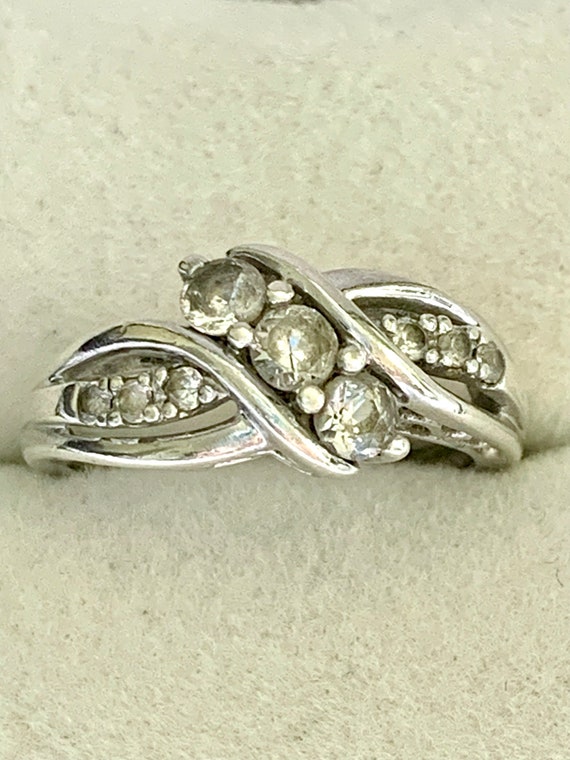 CZ Sterling Silver Crossover Ring by SUN - Gem