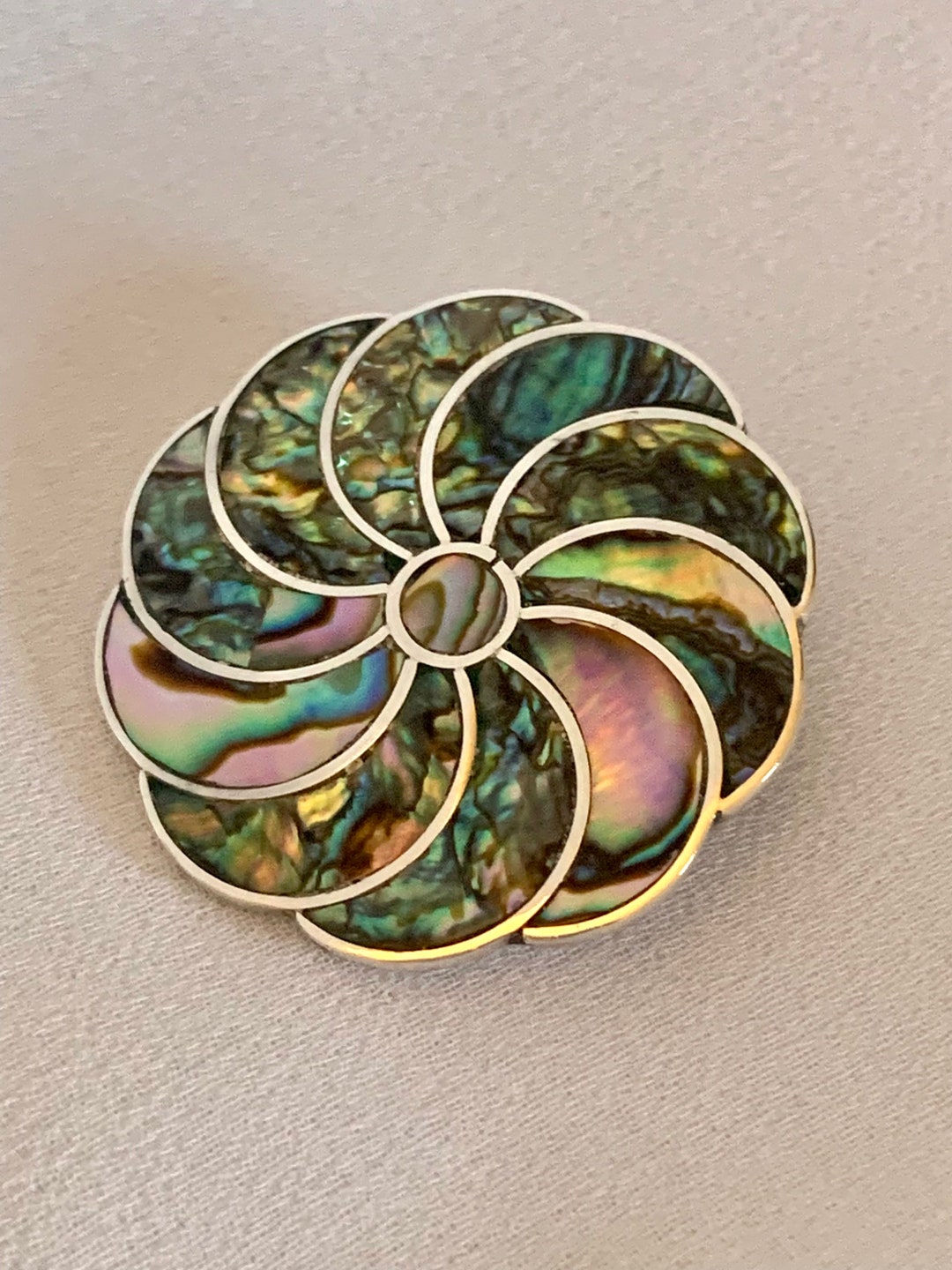 Mexican Sterling Silver Abalone Flower Brooch or Pendant - Etsy