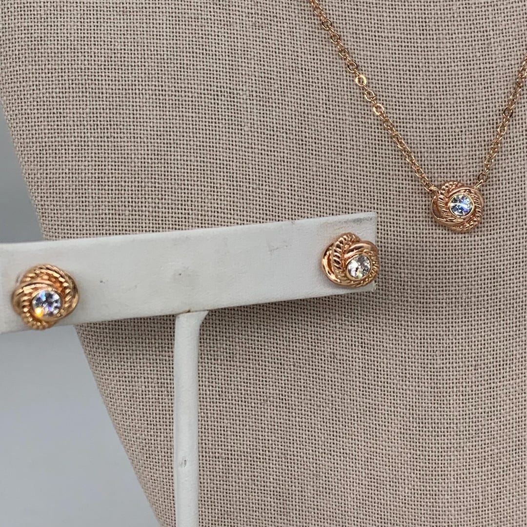 Kate Spade Infinity and Beyond Rose Gold Necklace and Earrings - Sold ...