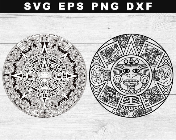 Aztec Calendar SVG, Aztec Calendar Cut File, Aztec Calendar DXF, Aztec ...
