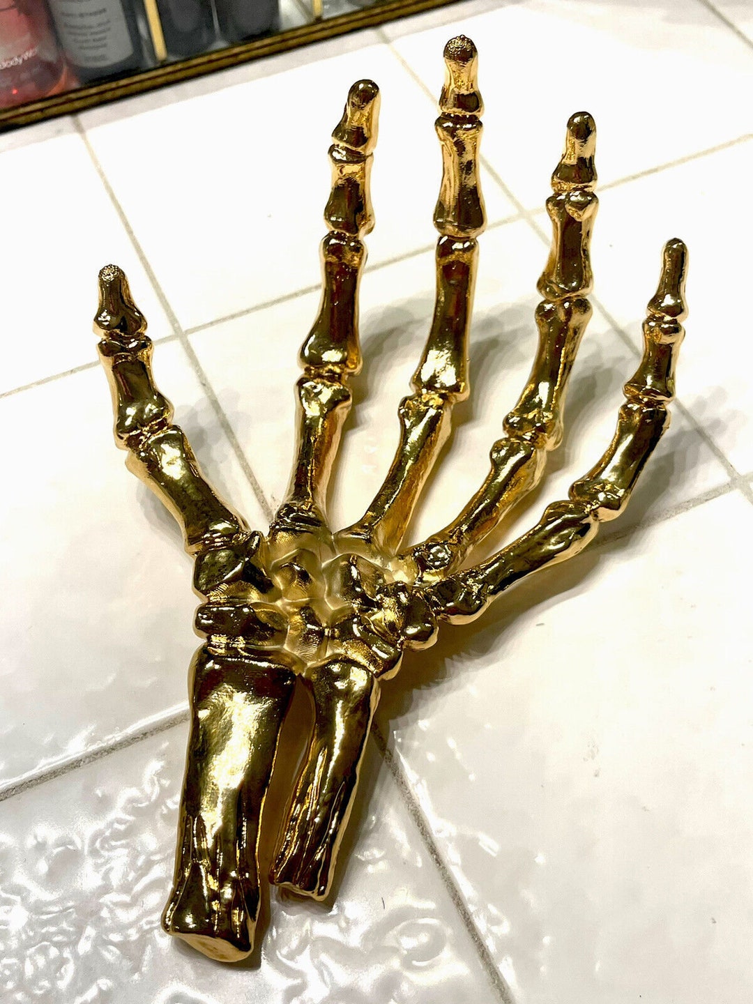 24 Karat Gold Plated Resin Skeleton Hand, Halloween Party Decor, Luxury ...