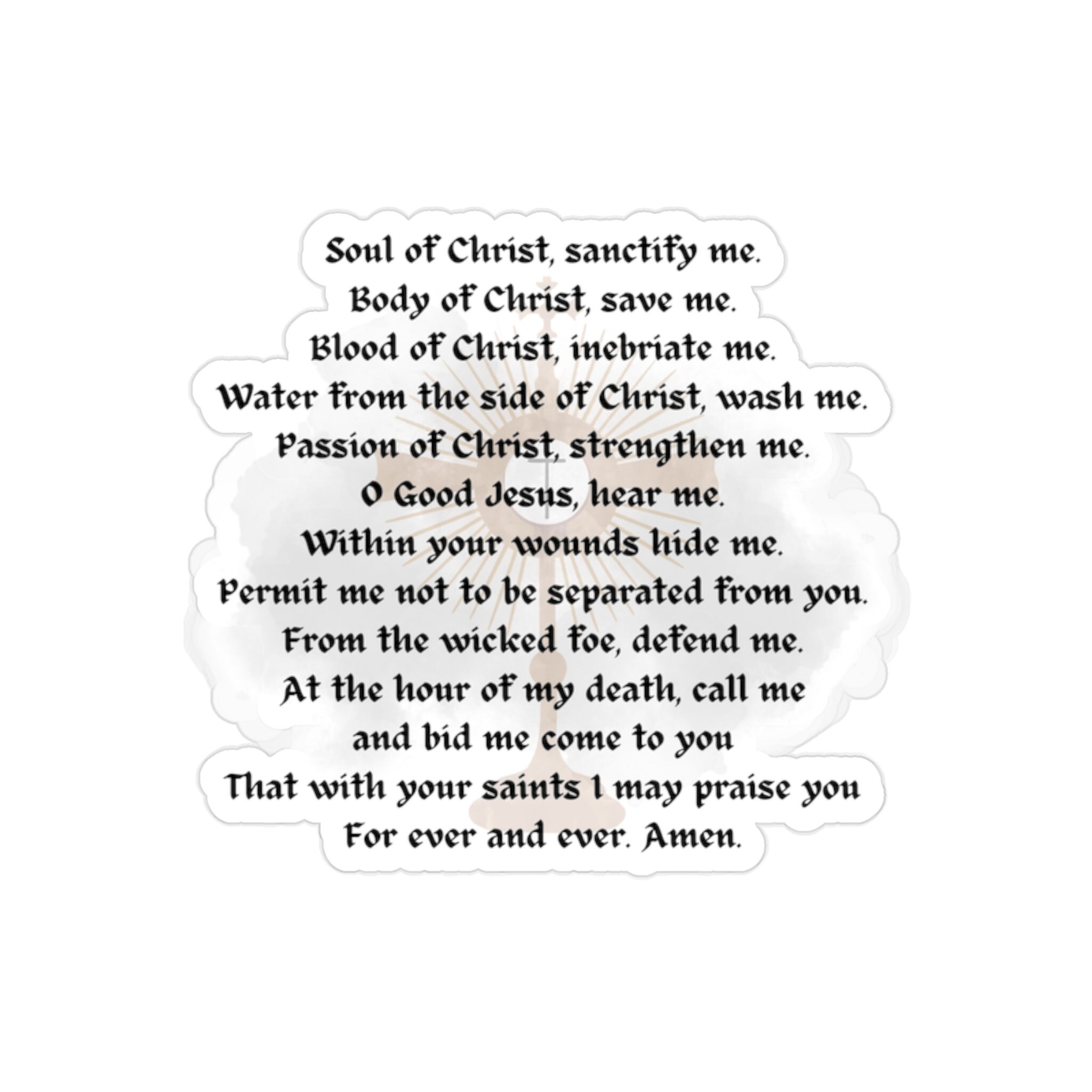 Anima Christi Prayer, Religious Motivational Stickers for Adults ...