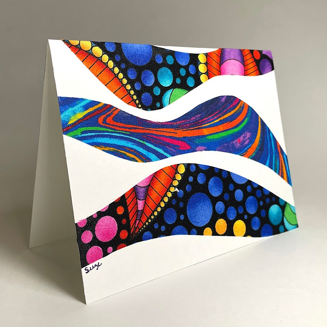 Blank Note Card Fabric Mosaic Art Card OOAK Greeting Card - Etsy