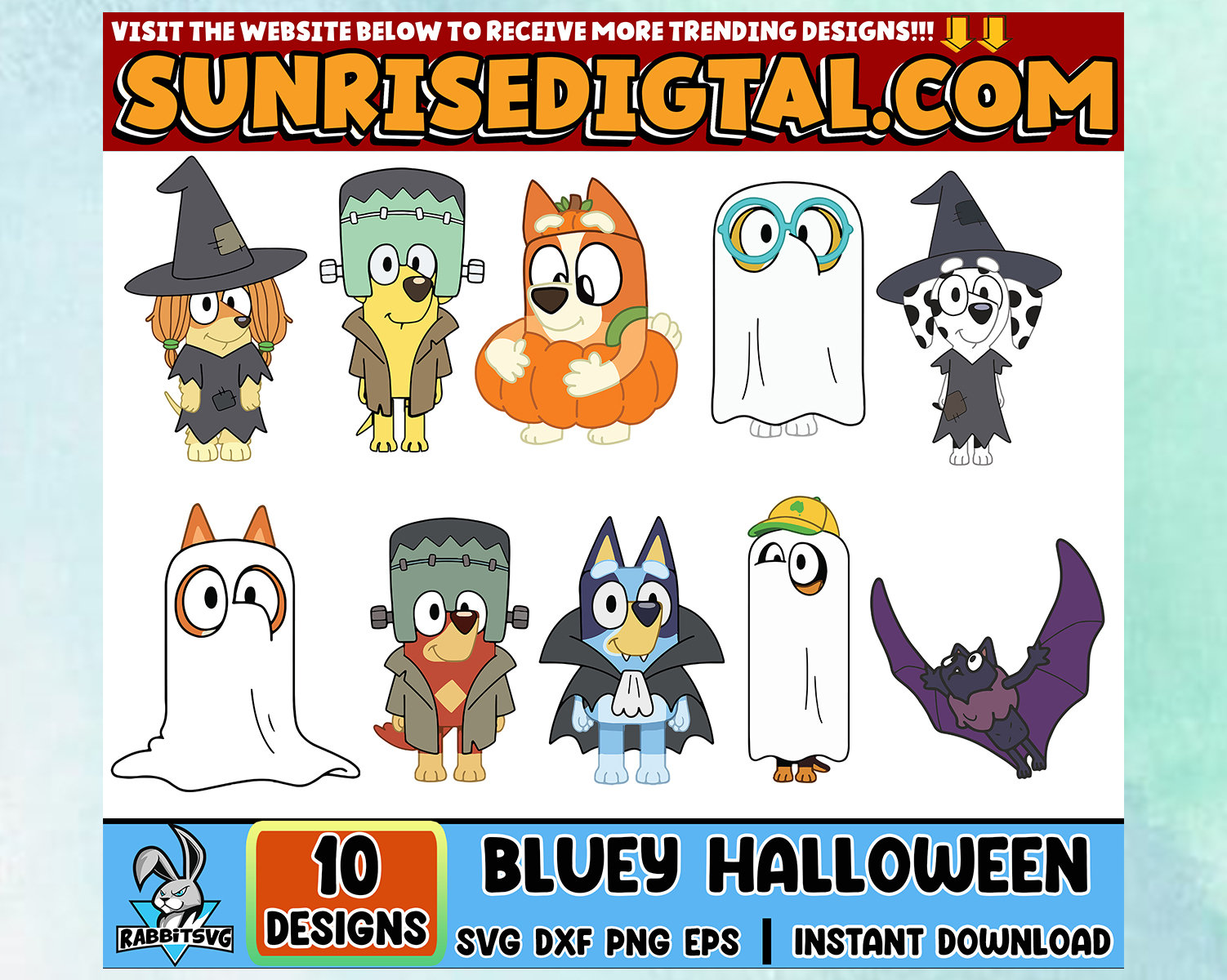 Bluey Halloween PNG Bundle Blue Dog Halloween Bluey - Etsy