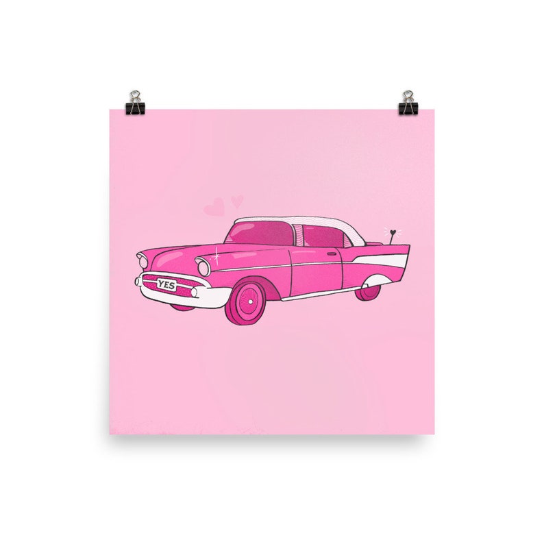 Pink Retro Lowrider Car Wall Art - Etsy