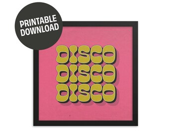 Disco Balls, Printable Wall Art, Digital Download, Disco Stack, Neutral ...