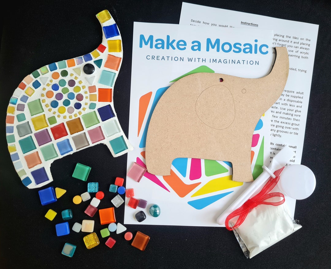 Make a Mosaic Elephant Craft Kit - Mosaic Craft Kit - Make Your Own - Etsy