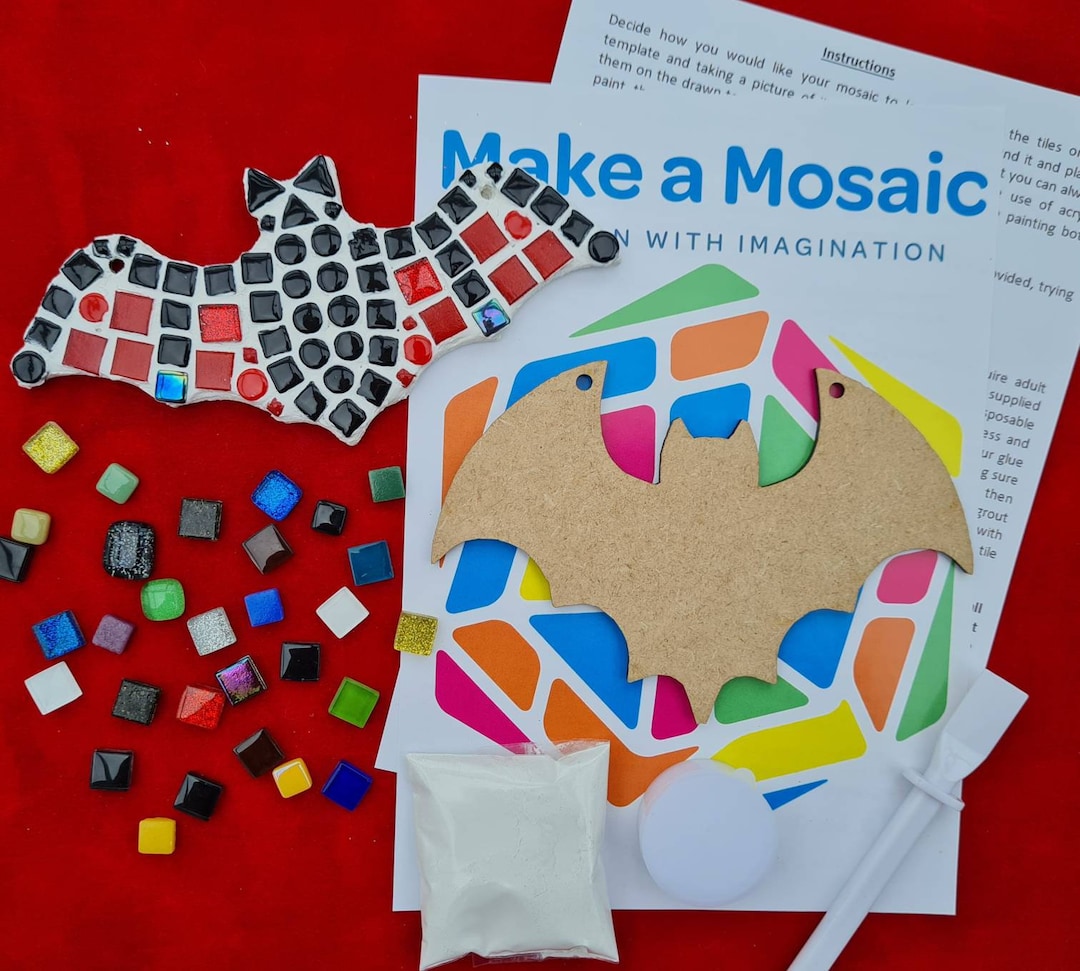 Make a Mosaic Bat Kit Halloween Crafts Halloween Craft Kit - Etsy