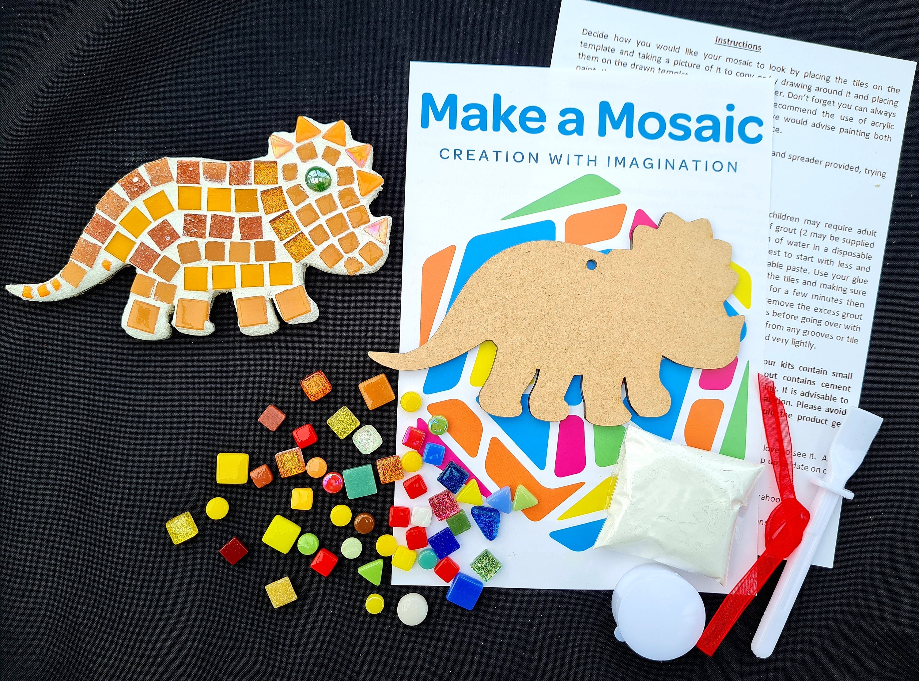 Make a Mosaic Dinosaur Craft Kit - Triceratops - Any Colour Combination