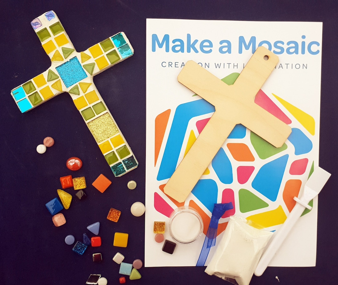 Mosaic Christian Cross Craft Kit - Etsy