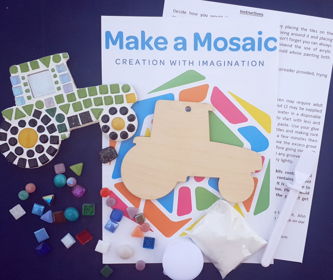 Mosaic Tractor Craft Kit - Any Colour Combination - Craft Gifts for ...