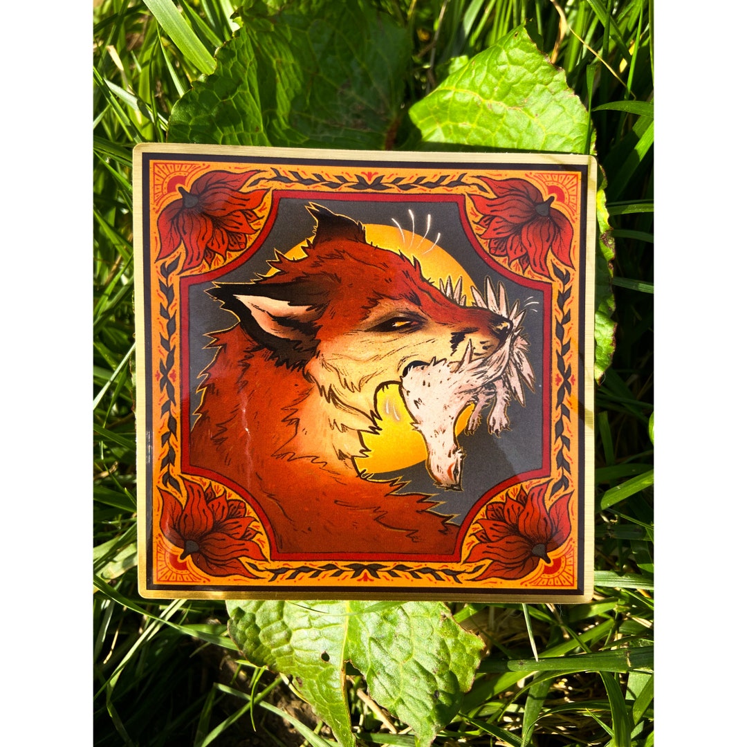 Fox Hunt Large Gold Border Sticker - Etsy
