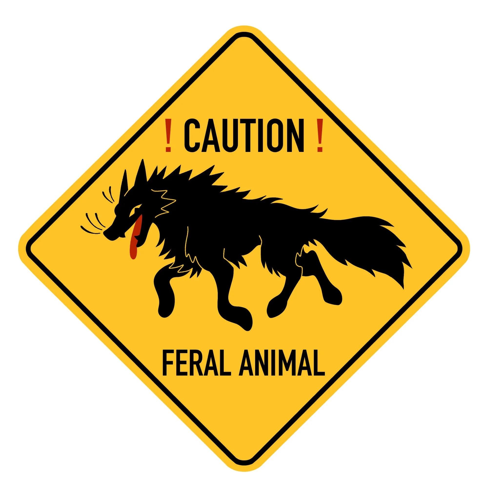 Caution Feral Animal Sticker - Etsy
