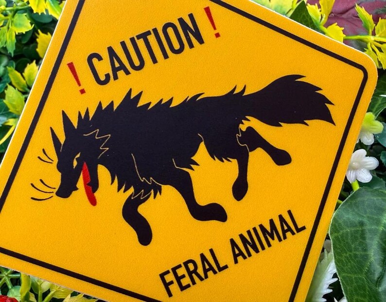 Caution Feral Animal Sticker - Etsy