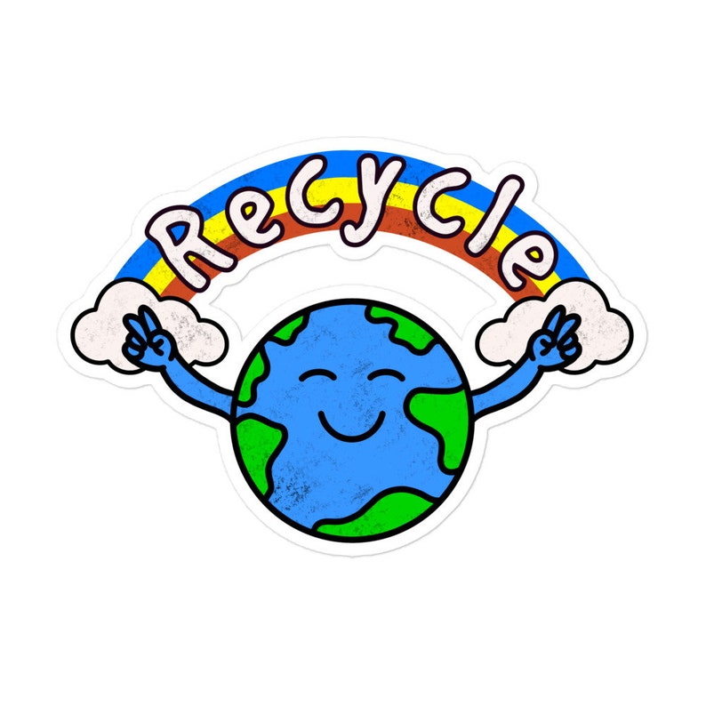 Earth Recycle Peace Sticker, Recycling Sticker, Pro Recycle Sticker ...