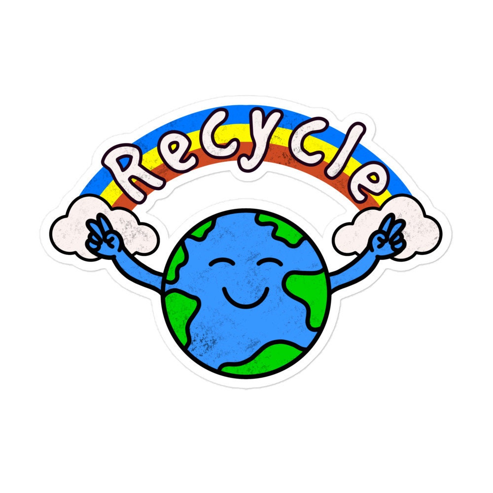 Earth Recycle Peace Sticker, Recycling Sticker, Pro Recycle Sticker ...