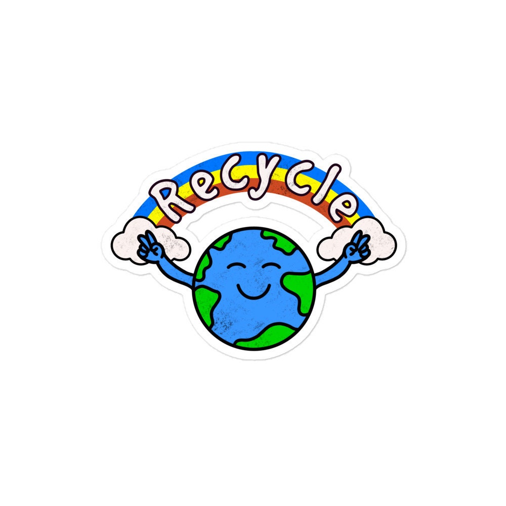 Earth Recycle Peace Sticker, Recycling Sticker, Pro Recycle Sticker ...