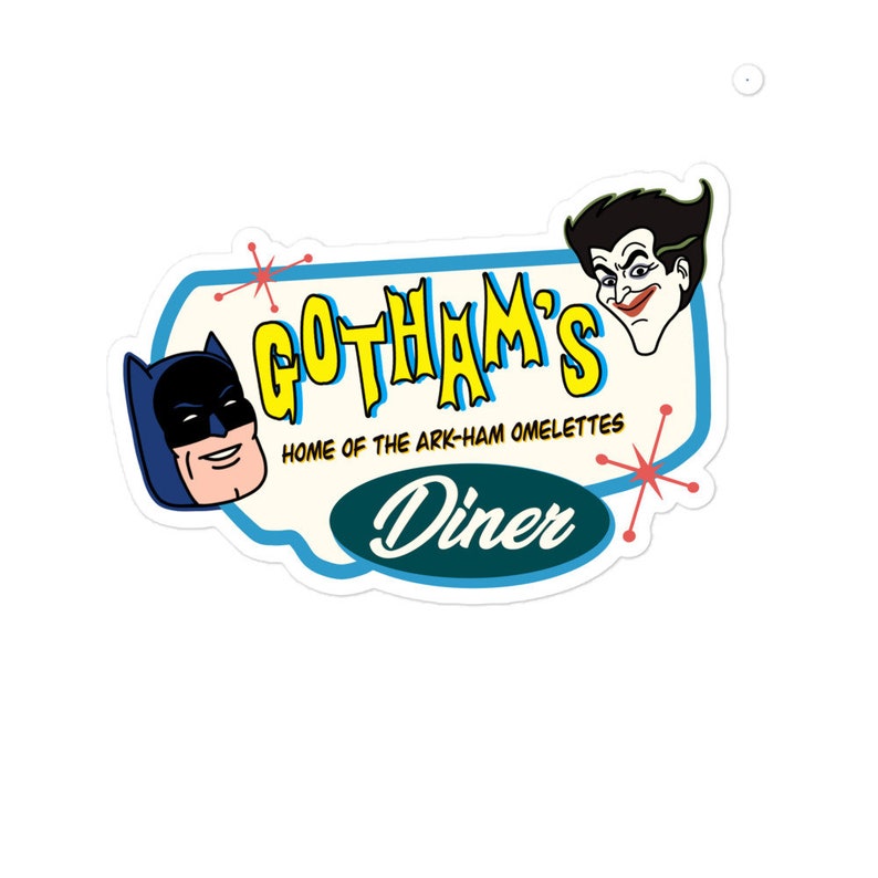 Gotham's Diner Sticker, Gotham City Stickers, Retro Batman Sticker ...
