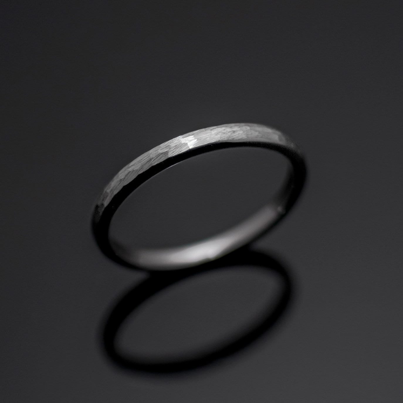 2mm Thin Silver Hammered Brushed Tungsten Wedding Ring | Etsy