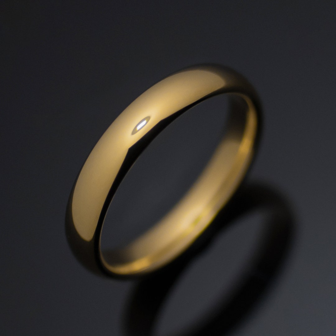 4mm Polished Yellow Gold* Tungsten Carbide Unisex Band, 4mm Tungsten ...