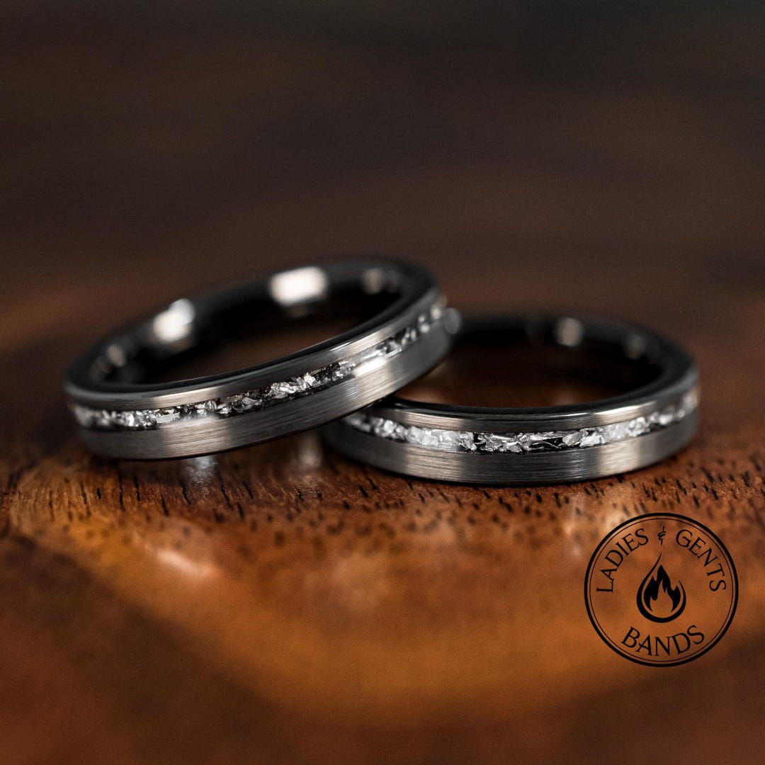 Black Meteorite Obsidian Wedding Ring in 4mm, Black Obsidian ...