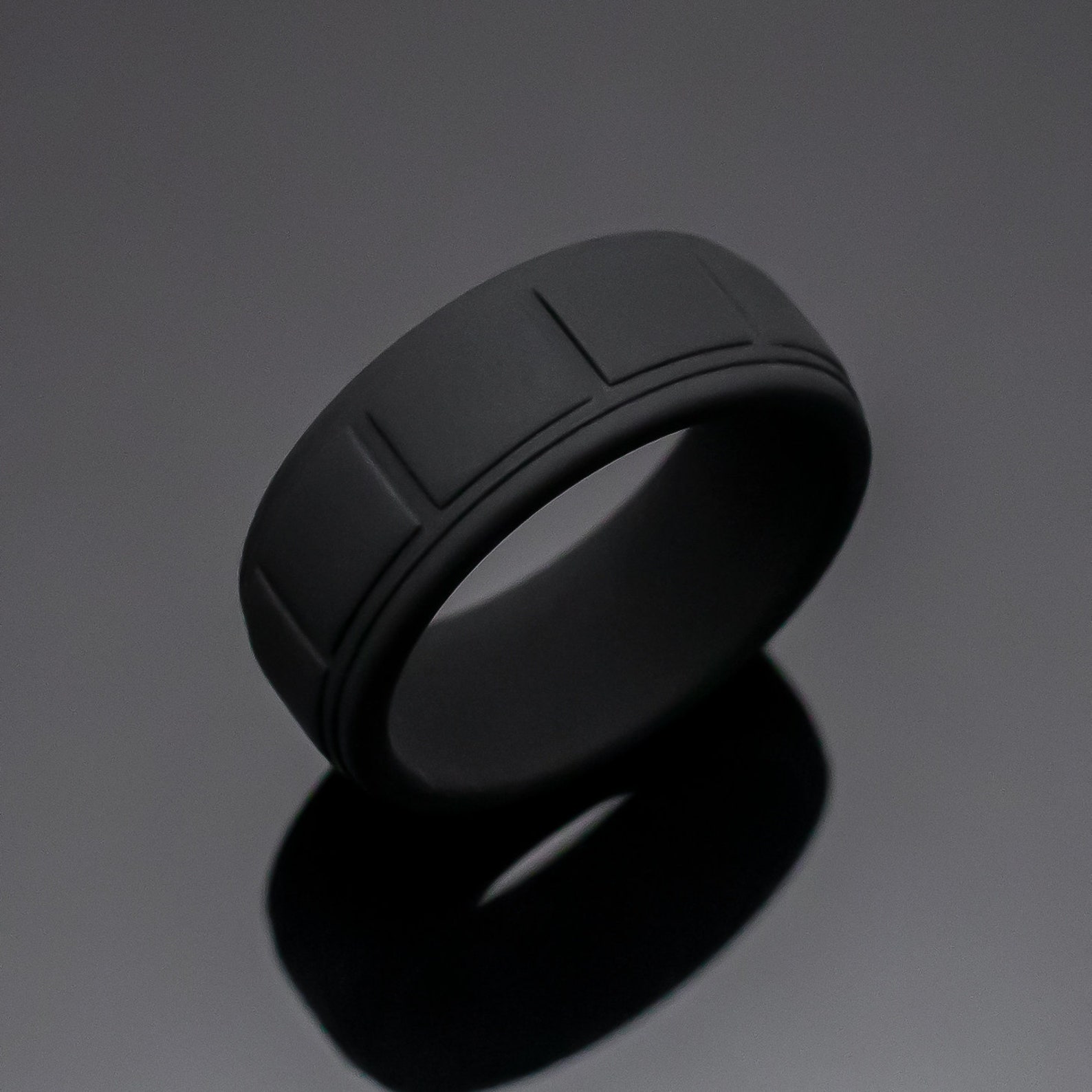 Mens Silicone Ring Set Two Black Onyx Silicone Bands for Him - Etsy