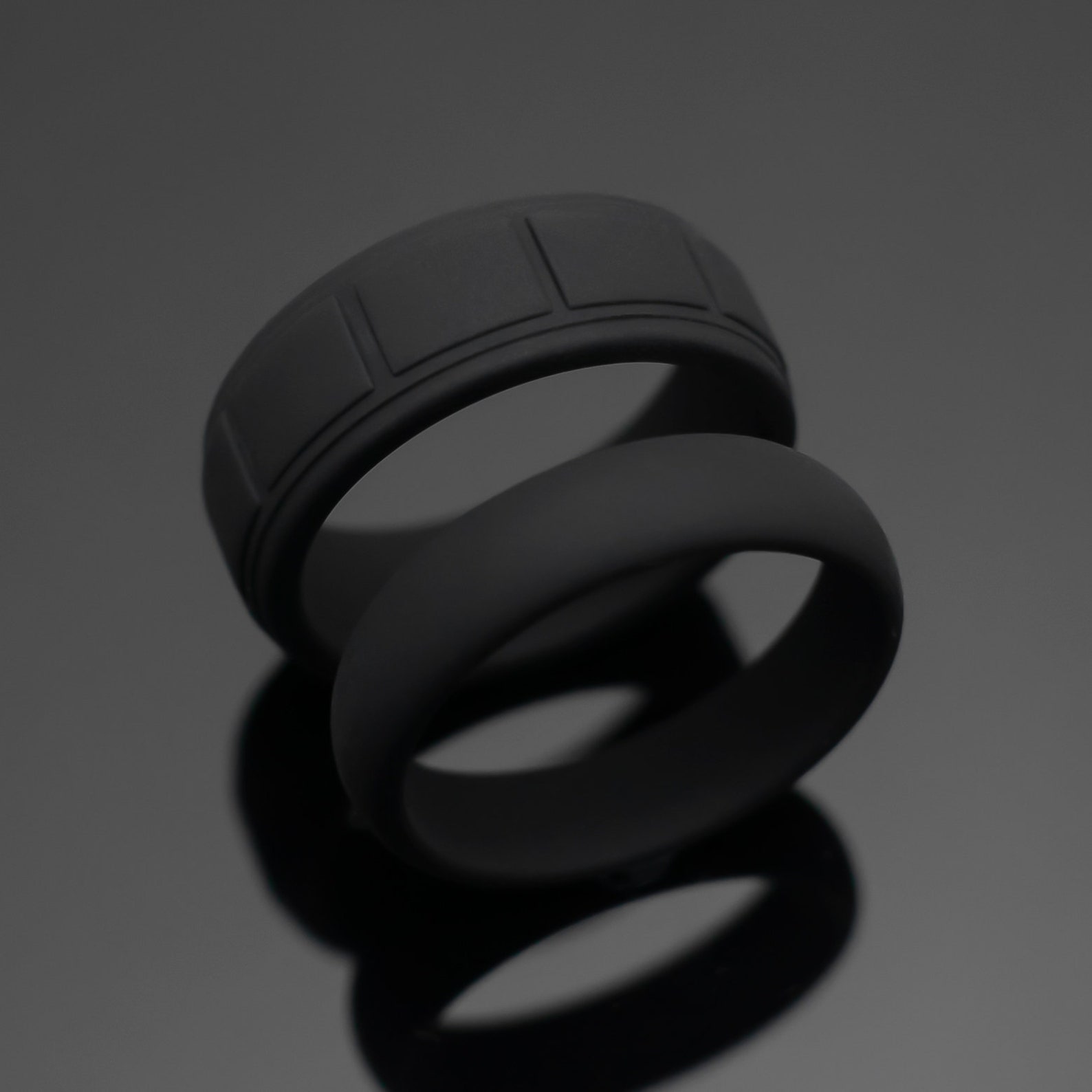 Mens Silicone Ring Set Two Black Onyx Silicone Bands for Him - Etsy