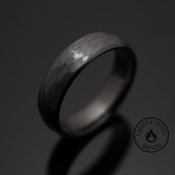Gunmetal Hammered Tungsten Wedding Band Ring in 6mm Width - Etsy