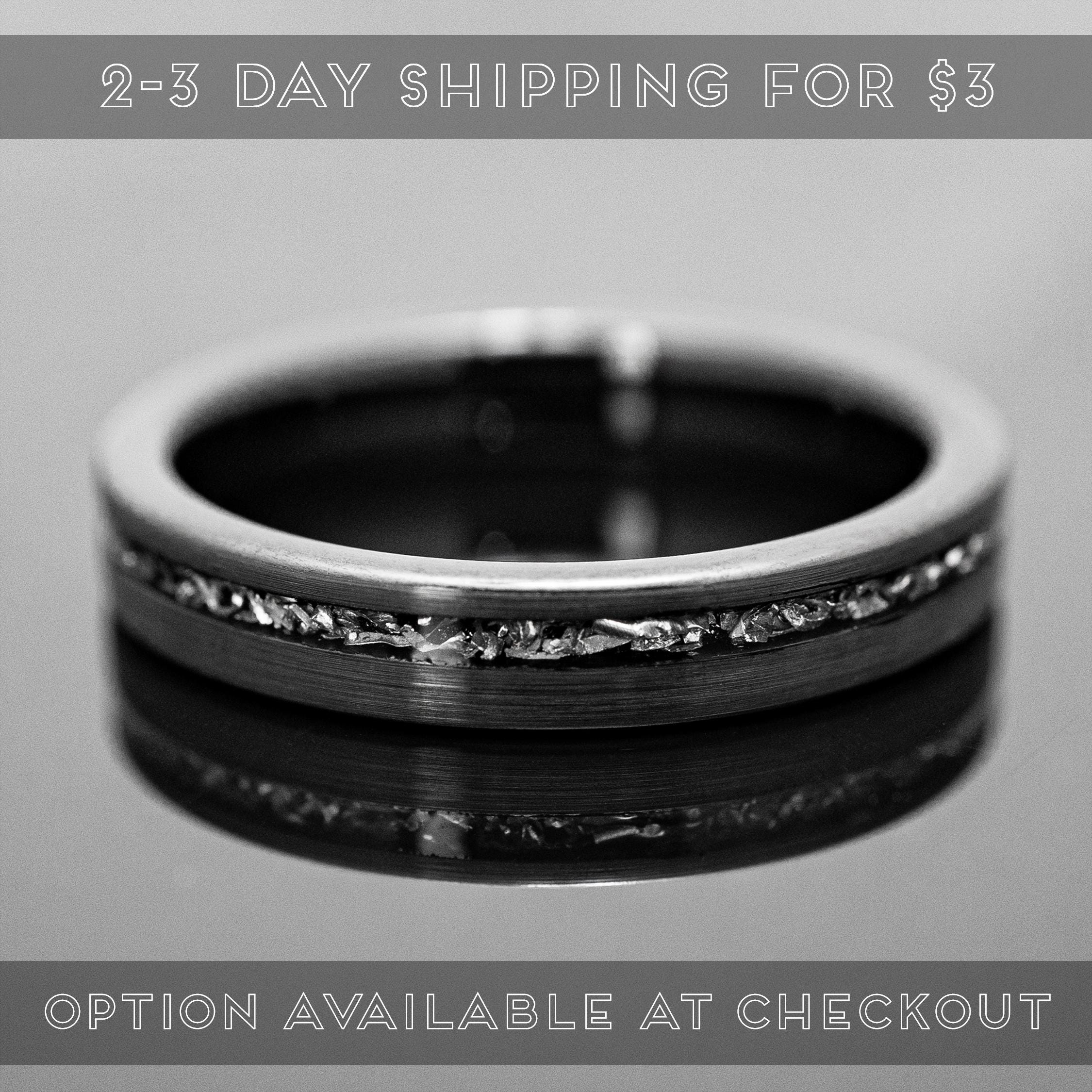 Black Meteorite Obsidian Wedding Ring in 4mm, Black Obsidian ...