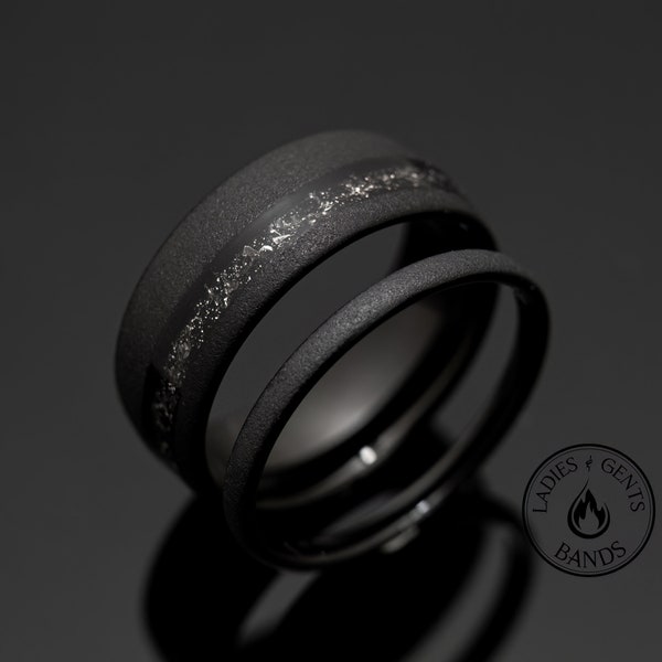 Meteorite Ring His and Hers - Etsy