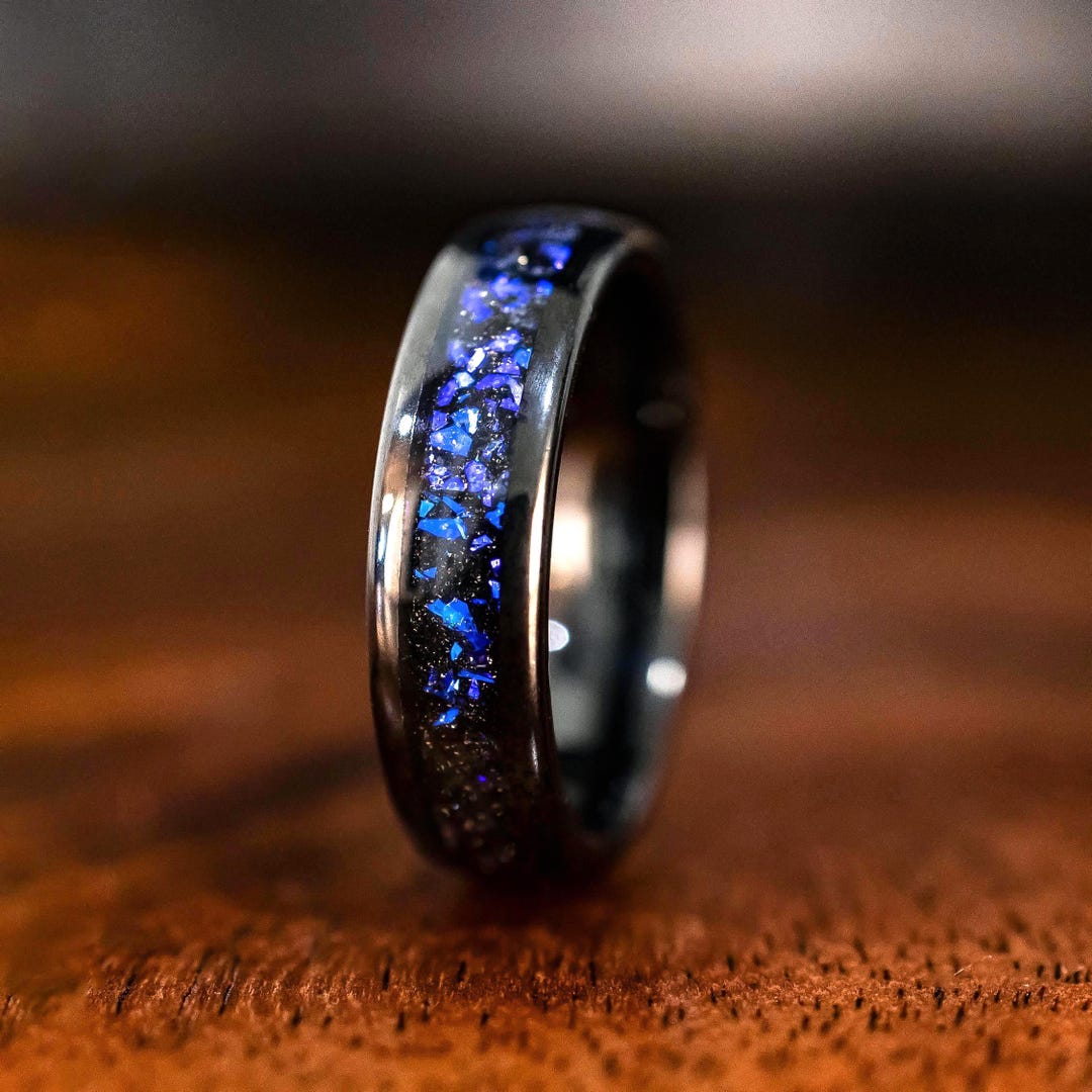 Orion Nebula Tungsten Wedding Ring, Black Tungsten Wedding Band in 6mm ...