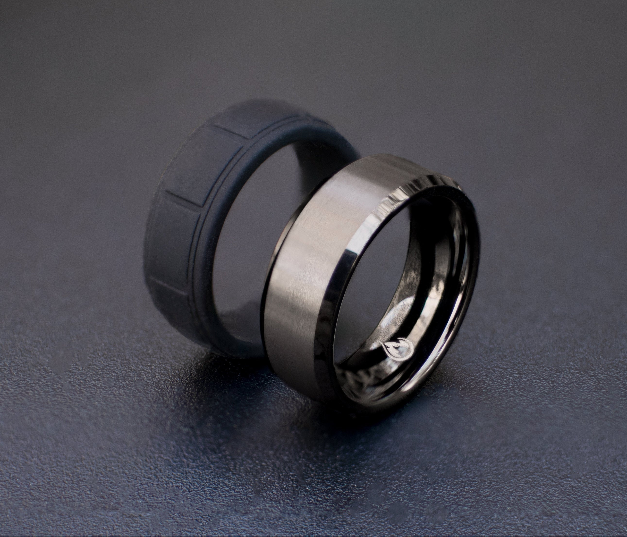 Gunmetal Tungsten Ring Bundle Set with Silicone Band 8mm | Etsy