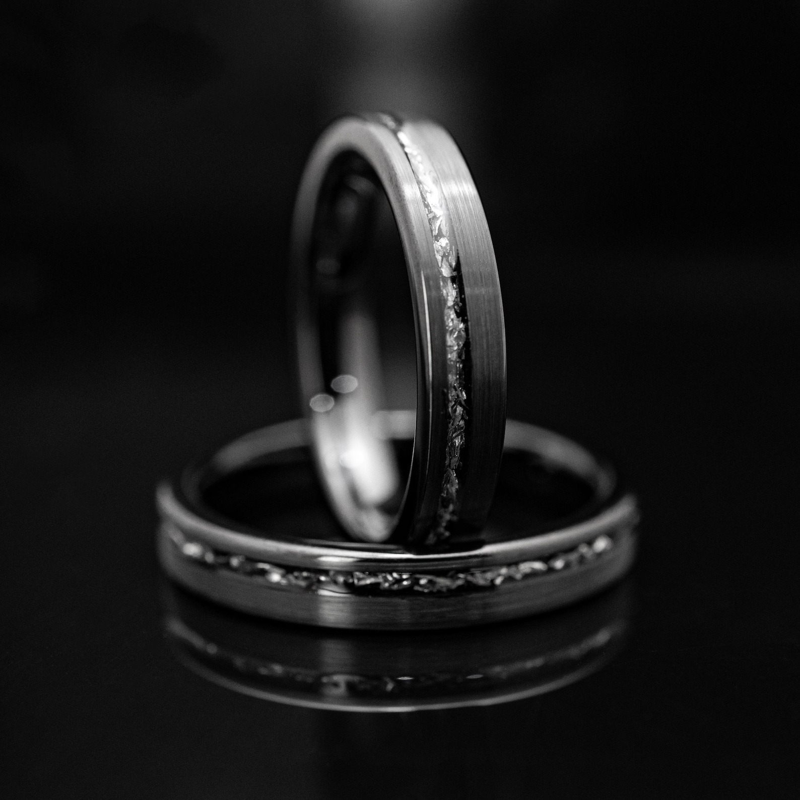 Black Meteorite Obsidian Wedding Ring in 4mm, Black Obsidian ...