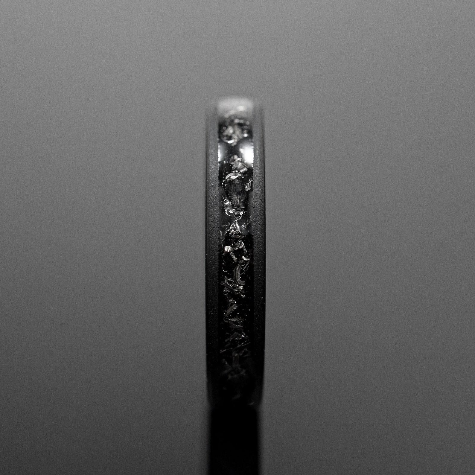 4mm Black Meteorite Sandblasted Wedding Ring, Black Obsidian - Etsy