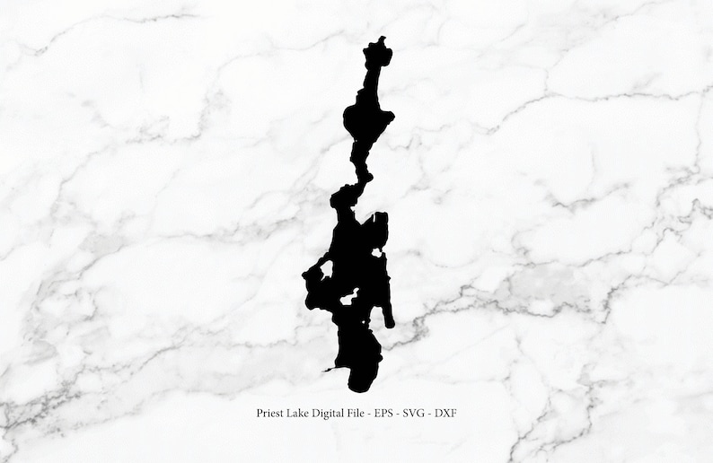 Priest Lake Idaho Map Digital File EPS, SVG, DXF - Etsy