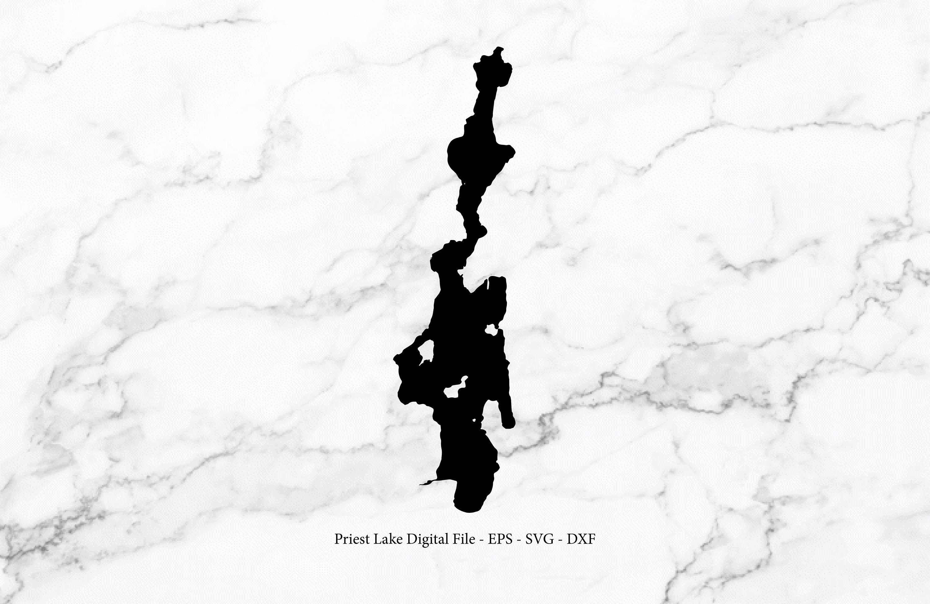Priest Lake Idaho Map Digital File EPS, SVG, DXF - Etsy