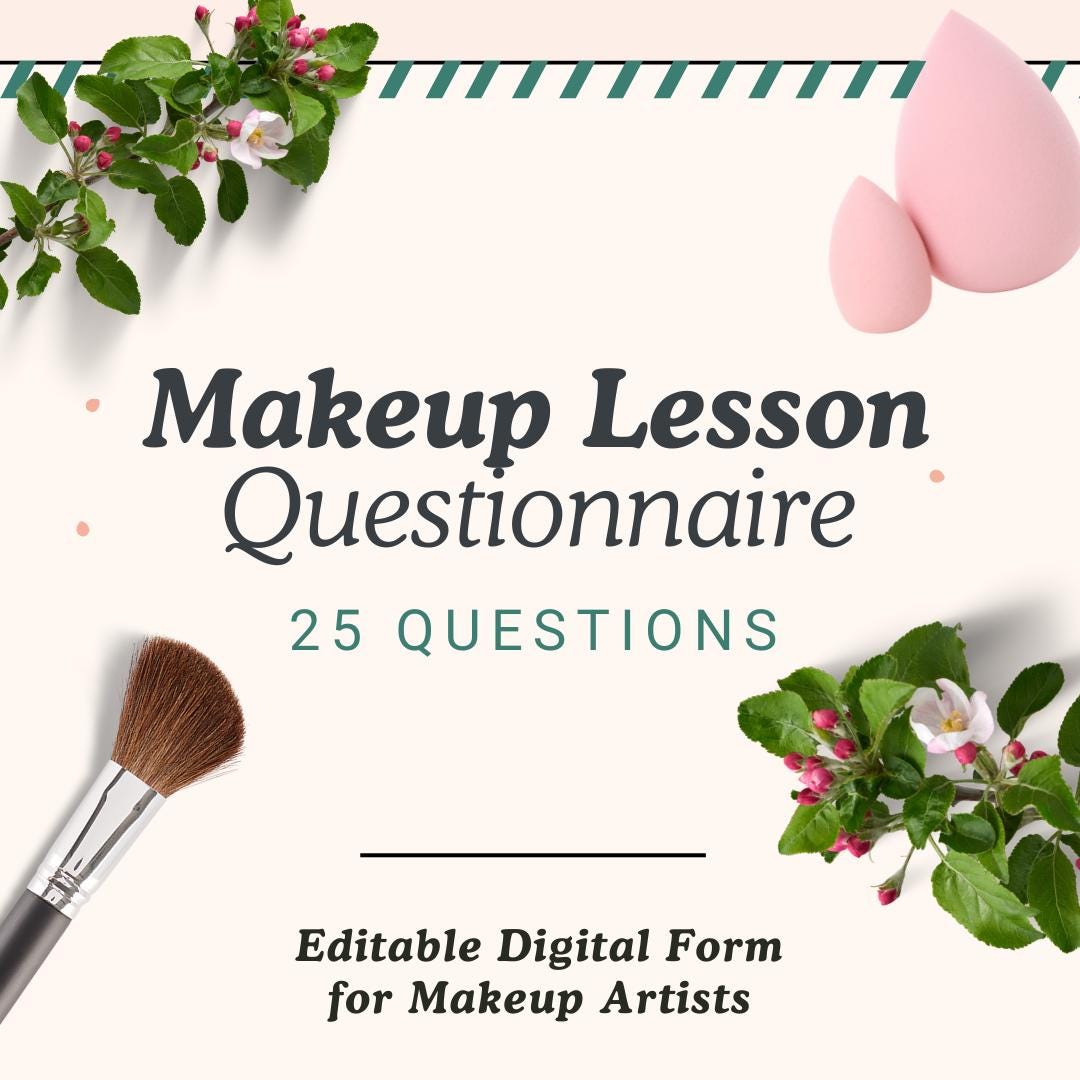 Makeup Lesson Questionnaire for Makeup Artists | Done for You | 25 ...