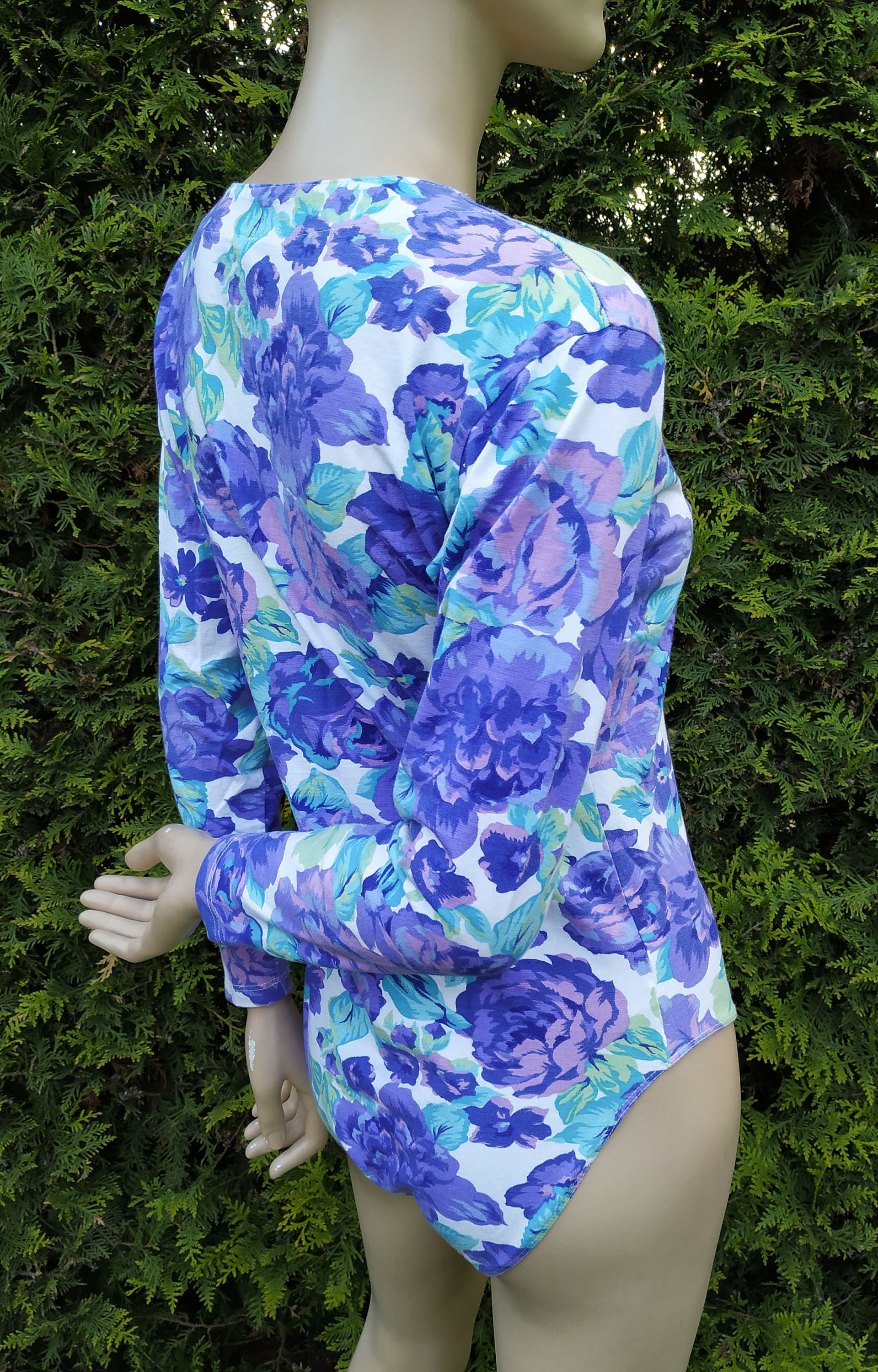 Bright Vintage Bodysuit Floral Body With Long Sleeves - Etsy UK