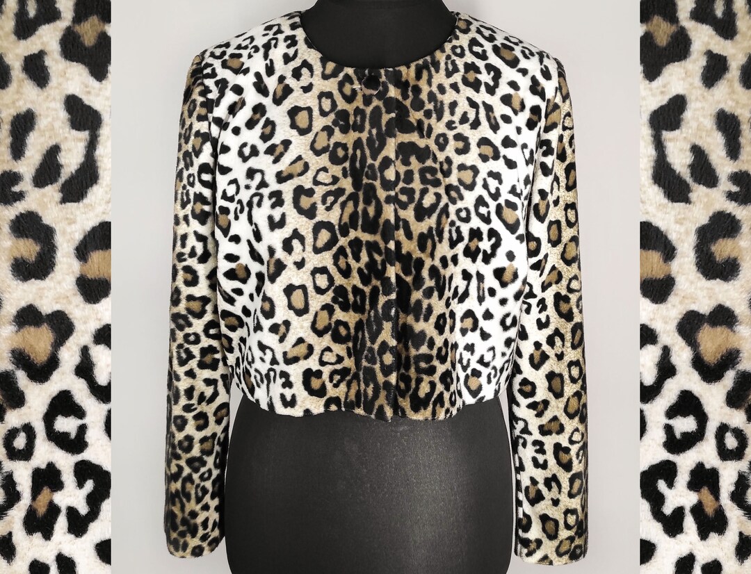 Vintage Leopard Print Blazer, Women's Animal Print Bolero, Short and ...