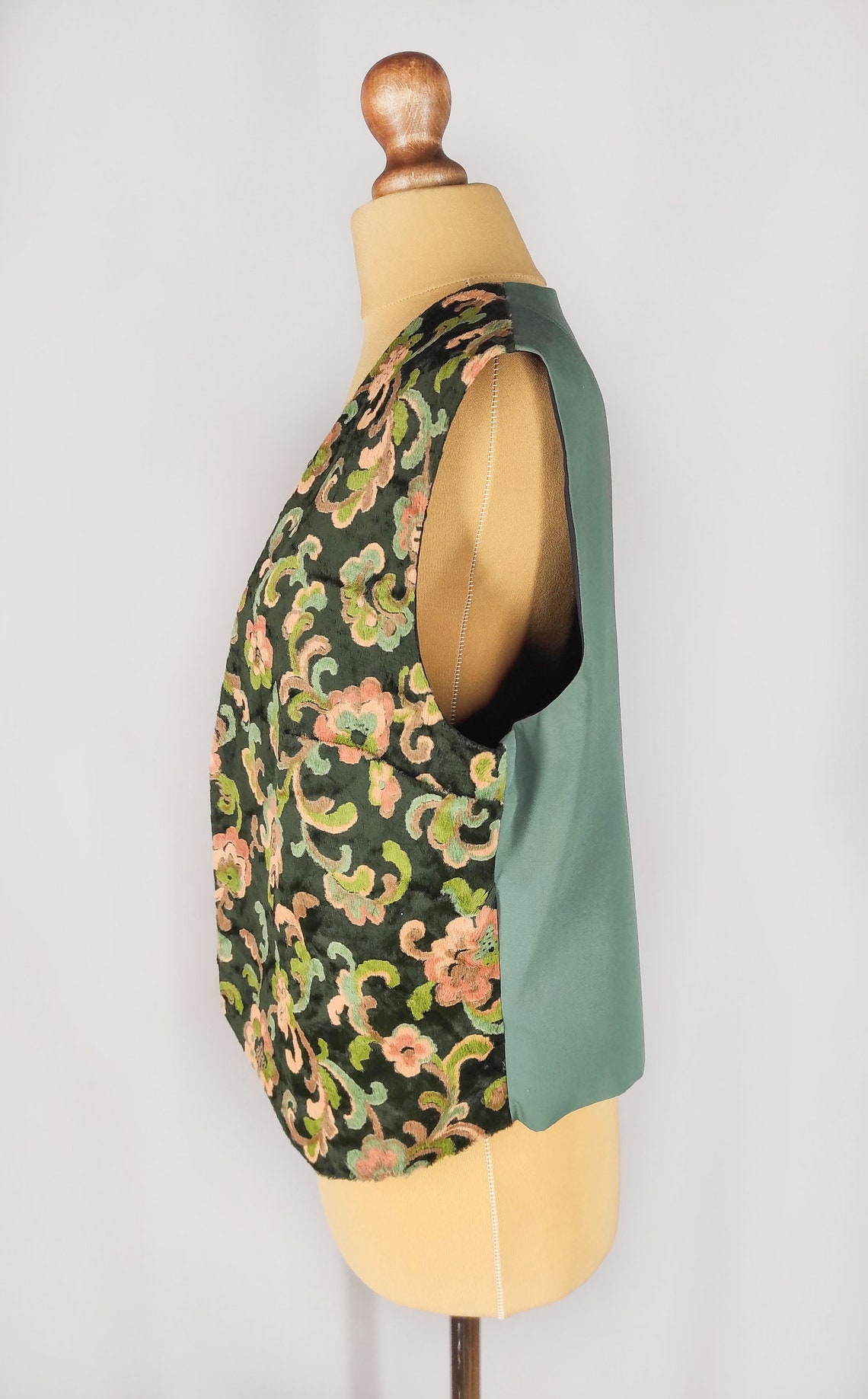 Vintage Boho Vest, Green Floral Waistcoat From the 70s - Etsy