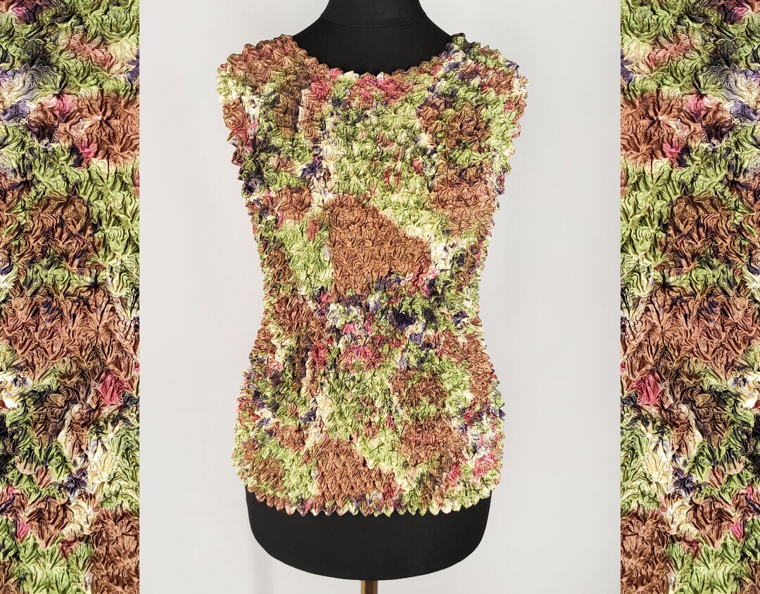 Vintage Popcorn Top, 90s Women's Bubble Blouse, Abstract Print Disco ...