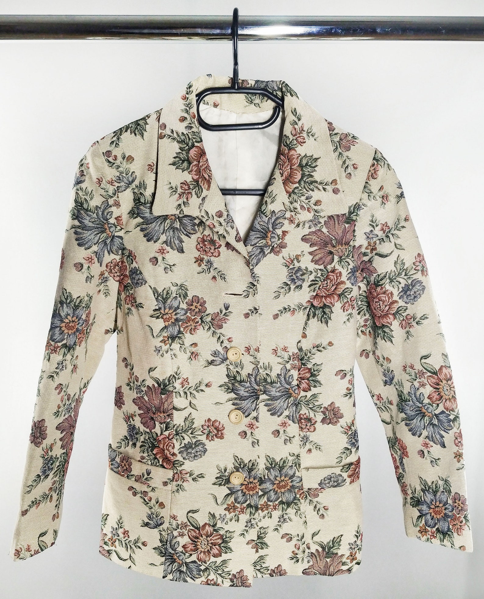Vintage Tapestry Blazer in Floral Print - Etsy