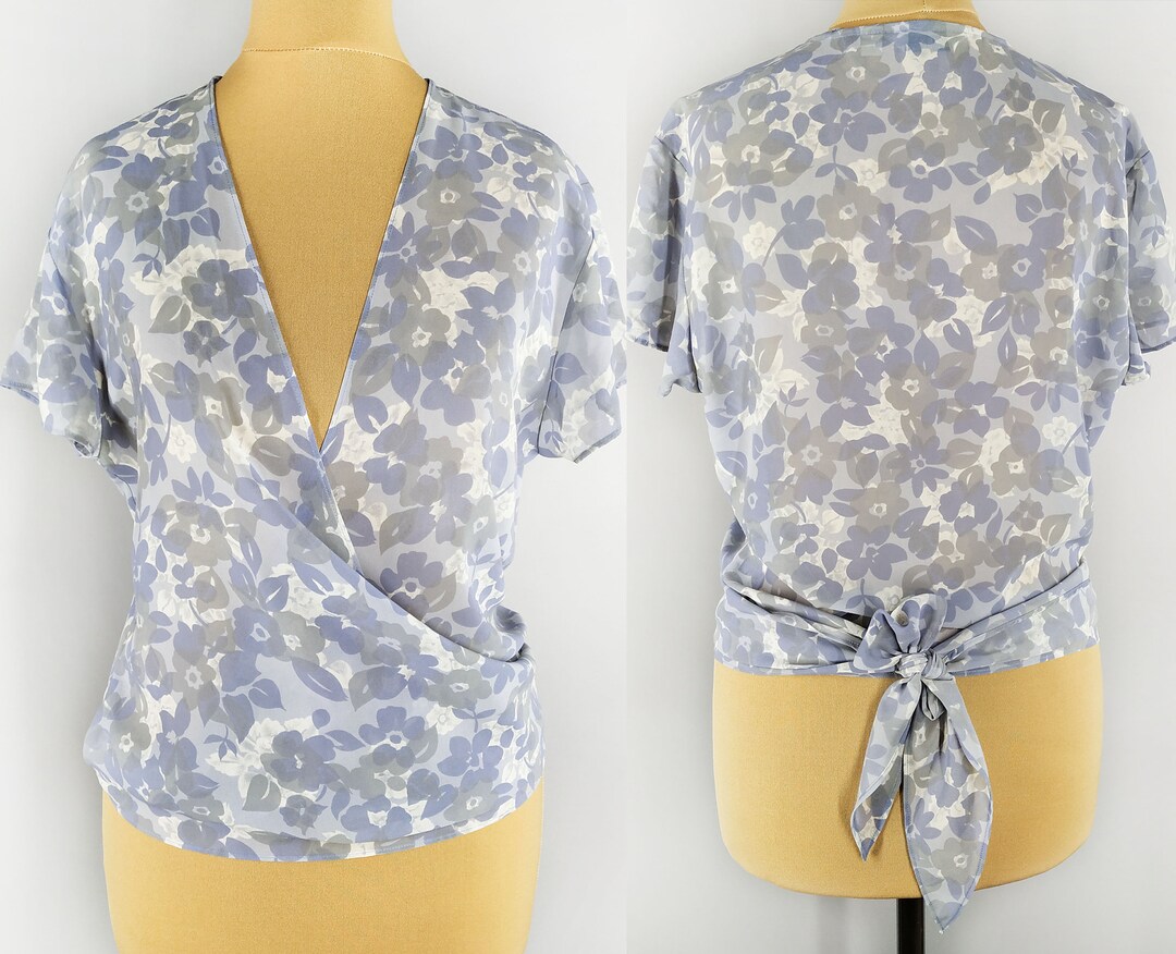 Vintage Wrap Blouse in Floral Print - Etsy